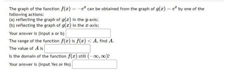 Solved The Graph Of The Function F X Ex Can Be Obtained Chegg Com
