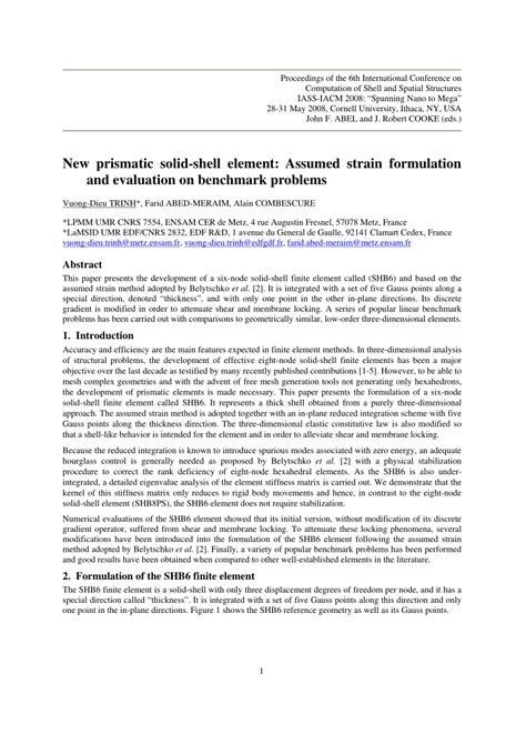 Pdf New Prismatic Solid Shell Element Assumed Strain Formulation And