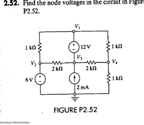 [answered] 2 52 find the node voltages in the circuit in figur p2 52 1