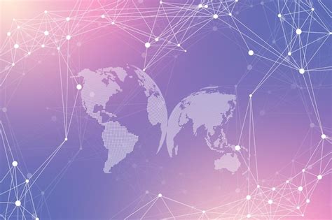 Premium Vector World Map Point With Global Technology Networking Concept Digital Data