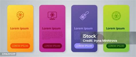 세트 라인 클로버 트레포일 잎 태그 황금 레프리콘 코인 4 클로버 및 비즈니스 인포그래픽 템플릿입니다 벡터 0명에 대한 스톡