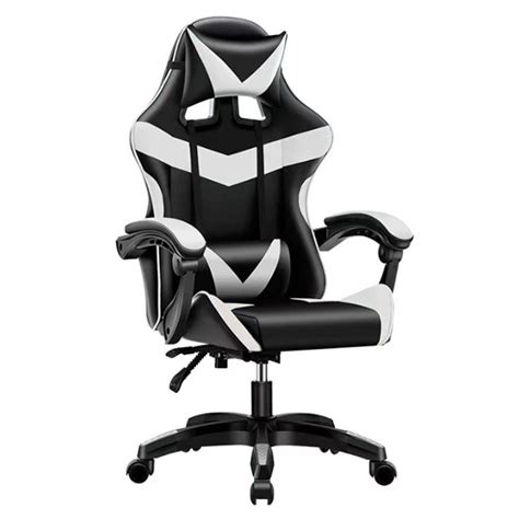 Silla Gamer Hti Ergonómica Cuero Sintético Masaje Lumbar Blancanegra