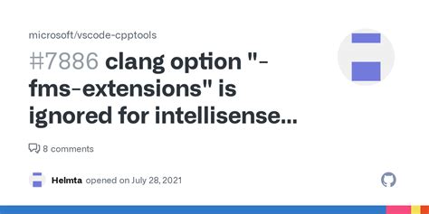 clang option fms extensions is ignored for intellisense for clang