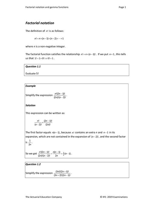 SOLUTION Factorial And Gamma Studypool