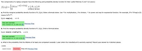 Solved Two Components Of A Laptop Computer Have The Chegg Com