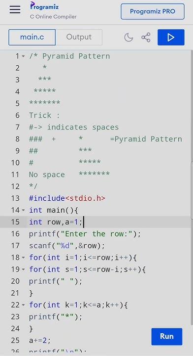 Pyramid Pattern In C Language Youtube