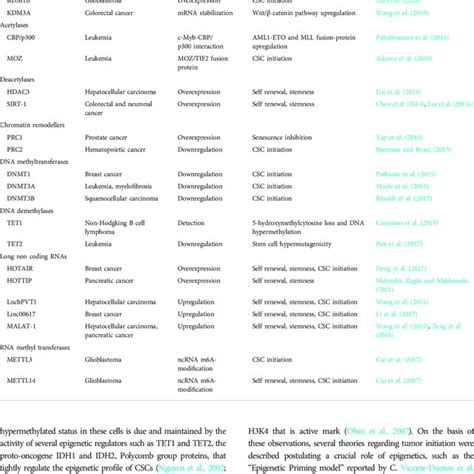 Epigenetic Alterations Responsible For The Initiation And Maintenance