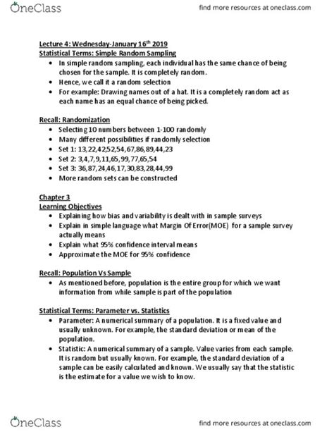 stat 100 lecture 4 w3 oneclass