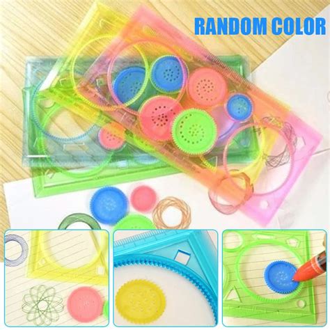 플라스틱 크리에이티브 스피로그래프 눈금자 학생 직선 눈금자 나선형 그리기 교육 그림 다기능 퍼즐 장난감null Aliexpress