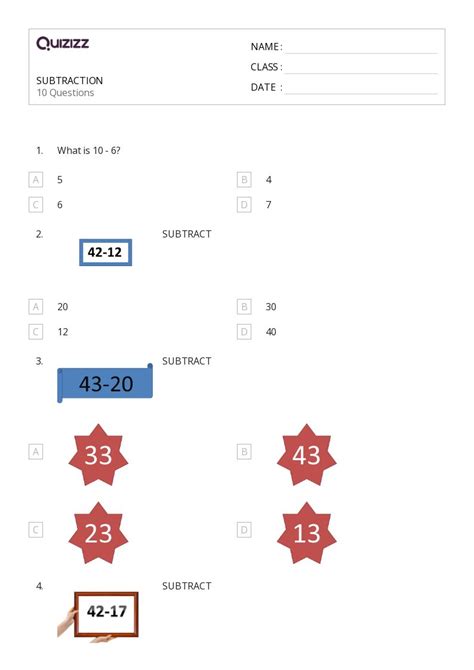 50 Subtraction Worksheets For 3rd Class On Quizizz Free And Printable