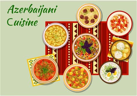 Azerbaijani Cuisine Dishes For Dinner Menu Icon 11662382 Vector Art At