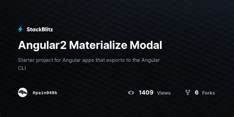 Angular2 Materialize Modal Stackblitz