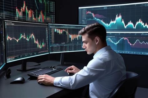Trader Working In Technical Visualization Environment Premium Ai Generated Image