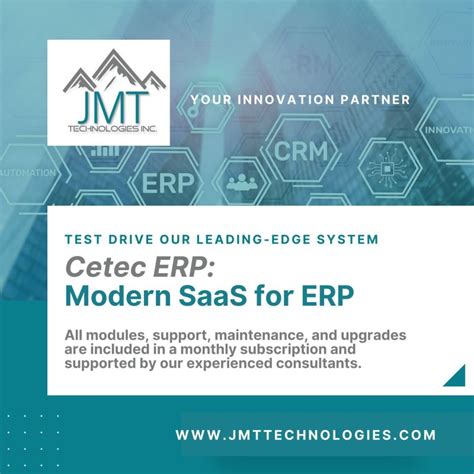 Jmt Technologies Inc On Linkedin Erp Cetecerp Jmttechnologies Saas Manufacturing