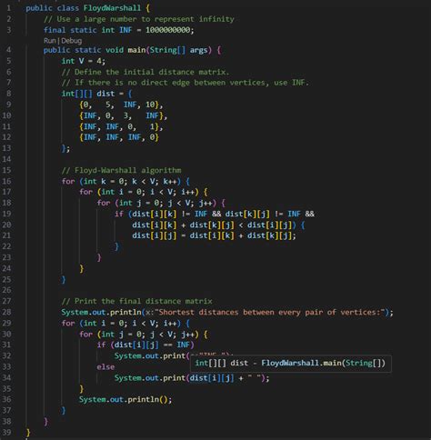 Coding Problem Floyd Warshall Algorithm
