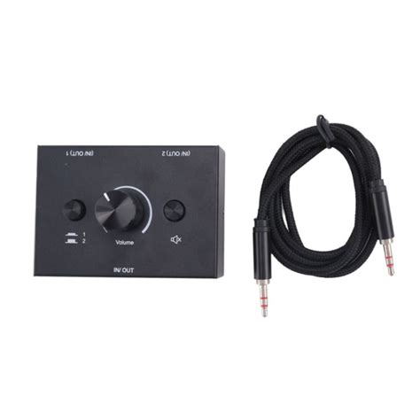 Zjge 3 5mm Stereo Audio Switch Black Passive Speaker Headphone Manual Selector Splitter Box