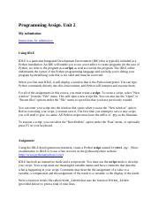 CS 1101 - AY2020-TER2 PROGRAMMING ASSIGNMENT UNIT 2.docx - Programming Assign. Unit 2 My ...