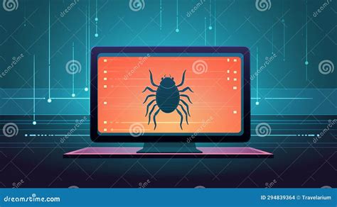 Computer Bug On Laptop Screen Symbolizing Threat Of Software Bugs And Zero Day Vulnerabilities