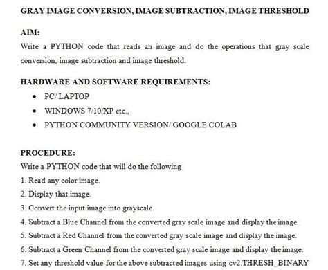 Solved GRAY IMAGE CONVERSION IMAGE SUBTRACTION IMAGE Chegg Com