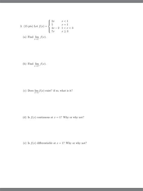 solved find the limits is it continuous differentiable