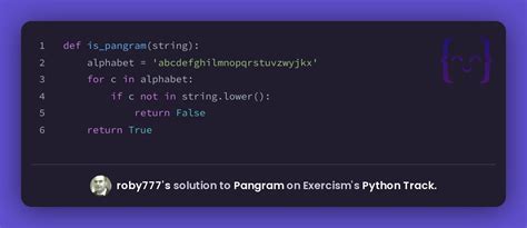 Roby777s Solution For Pangram In Python On Exercism