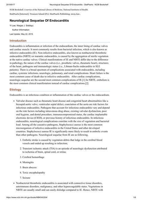 Pdf Neurological Sequelae Endocarditis
