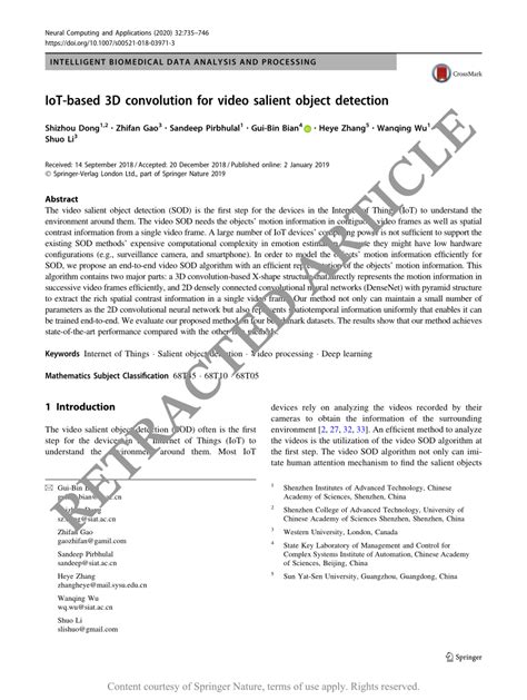 iot based 3d convolution for video salient object detection request pdf