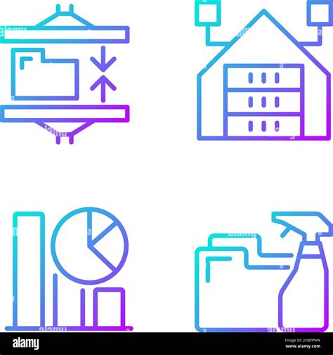 data mining processes gradient linear vector icons set stock vector