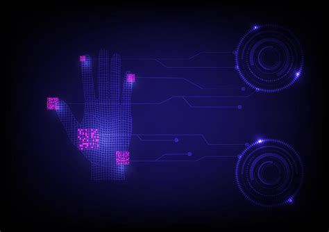 Futuristic Hand Scan Recognition On Technology Background 16060665 Vector Art At Vecteezy