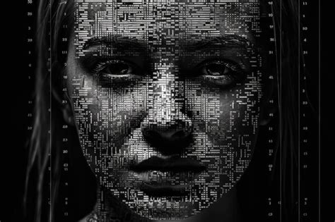 Premium Ai Image Portrait Of A Young Woman With Face Made Of Binary Code