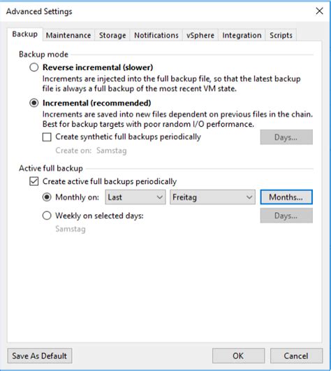 Monthly Full Backup With Incremental Backup In Between Veeam Community Resource Hub