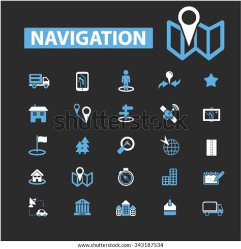 Navigation Route Map Navigator Icons Signs Stock Vector Royalty Free 343187534 Shutterstock