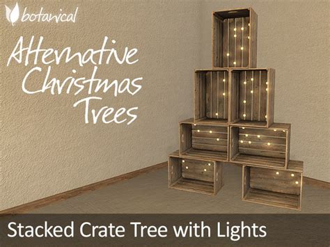 Second Life Marketplace Botanical Stacked Crate Tree With Lights