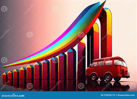 Chart And Upward Arrow Front View Outline Isolated On White Background Design Element Vector