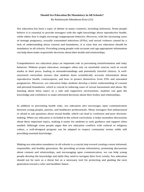 Teks Argumentation Pdf Sex Education Adolescence