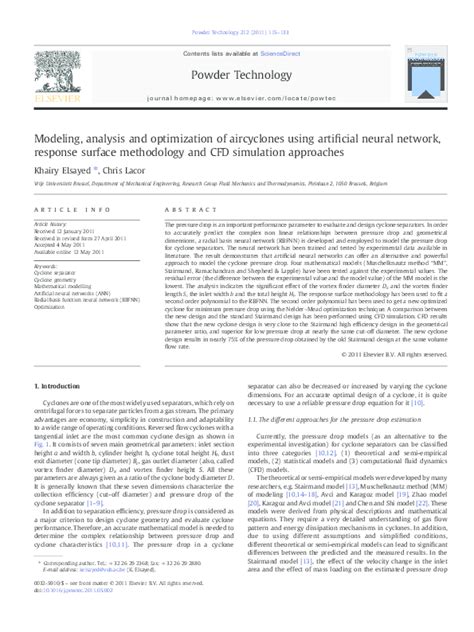 Pdf Modeling Analysis And Optimization Of Aircyclones Using