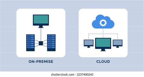 Onpremise Vs Cloud Comparison Data Hosting Stock Vector Royalty Free