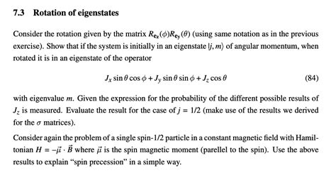 Solved 7 3 Rotation Of Eigenstates Consider The Rotation