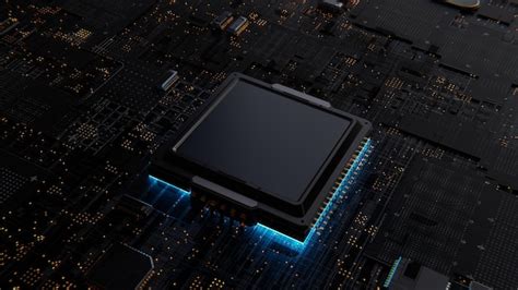Premium Photo Computer Chip Processor On Motherboard Glows Blue