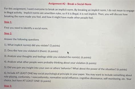 solved assignment 2 break a social norm for this