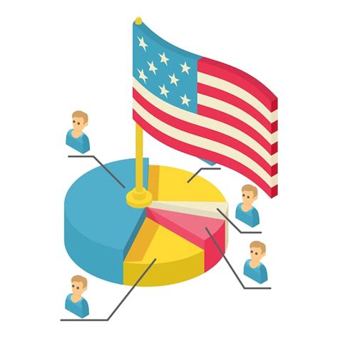 Premium Vector Voter Statistic Icon Isometric Vector Colored Pie Chart With Candidate Usa Flag