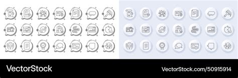 Timer Teamwork And Report Line Icons For Web App Vector Image