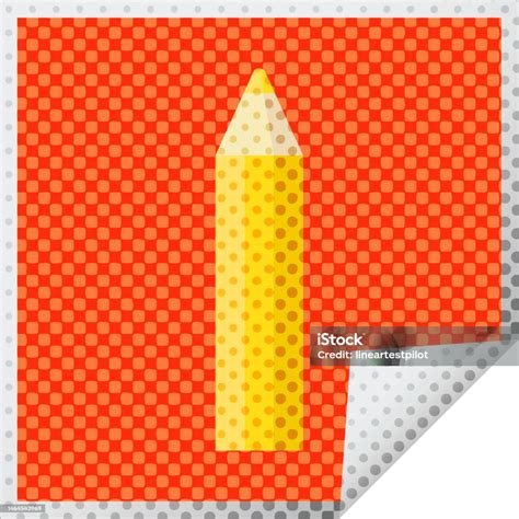 오렌지 색칠하기 연필 그래픽 벡터 일러스트 레이 션 사각형 스티커 만화에 대한 스톡 벡터 아트 및 기타 이미지 만화 미술품