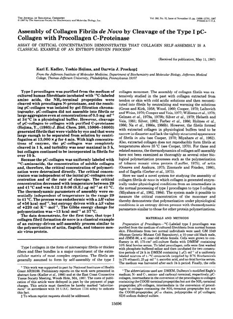 Pdf Assembly Of Collagen Fibrils De Novo By Cleavage Of The Type I Pc