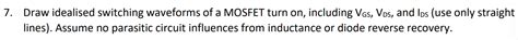 solved draw idealised switching waveforms of a mosfet turn