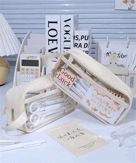 인스2장 증정 11할인 스트랩 대용량 Pvc 투명 필통 학생 펜케이스 에이블리