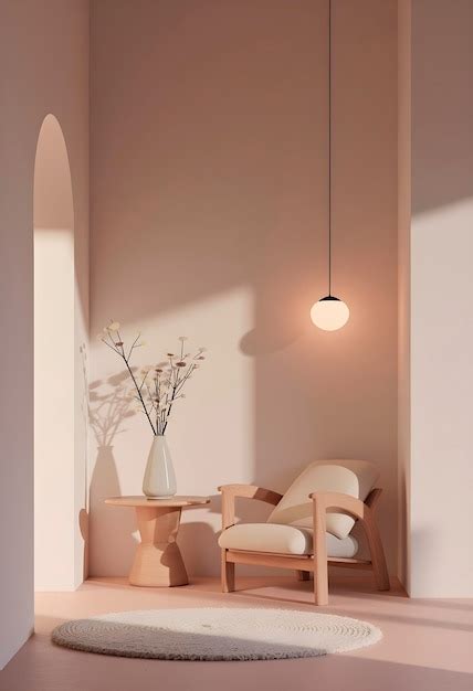 3d рендеринг дизайна интерьера минимальная концепция Ai сгенерированное изображение