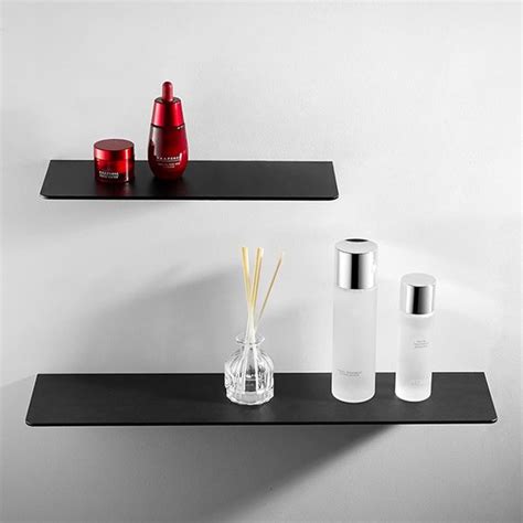 Wandplank Set Zwart Aluminium Zwevende Plank Zonder Boren 30 Cm