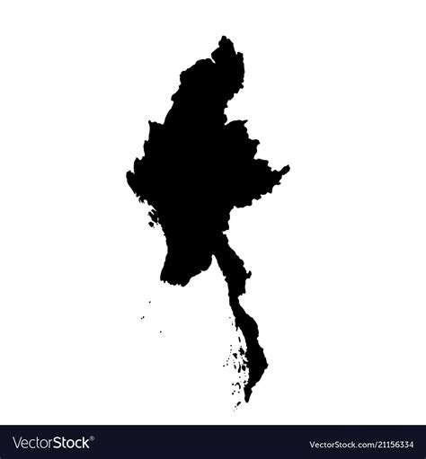Map Myanmar Isolated Black Royalty Free Vector Image