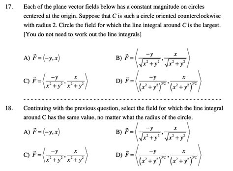 Solved 17 Each Of The Plane Vector Fields Below Has A Chegg Com